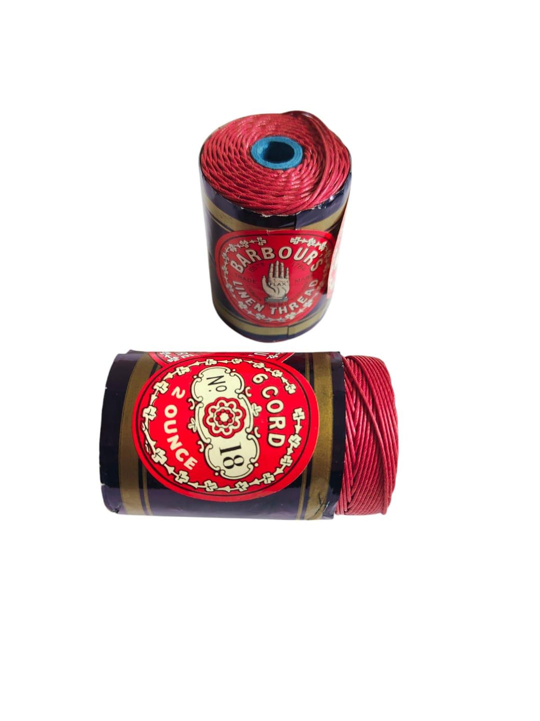Spool of Vintage Barbours Waxed Irish Linen Thread Red 50g No: 18/6 ...