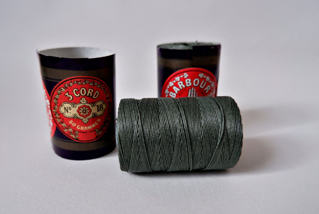 Spool of Vintage Barbour Irish Linen Thread Army Green 50g No:18 3 Cord ...