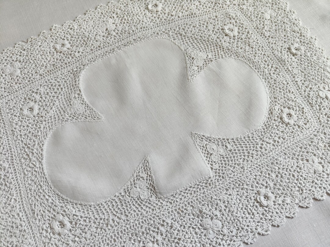 Vintage Clones Irish Crochet Lace Shamrock Irish Linen Tray Cloth - Etsy