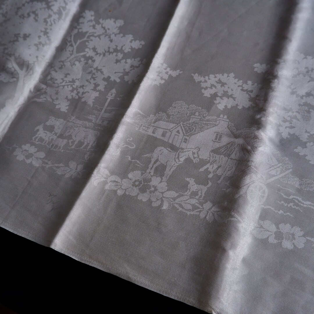 Exquisite Unused Vintage Irish Linen Double Damask Tablecloth Hunt ...