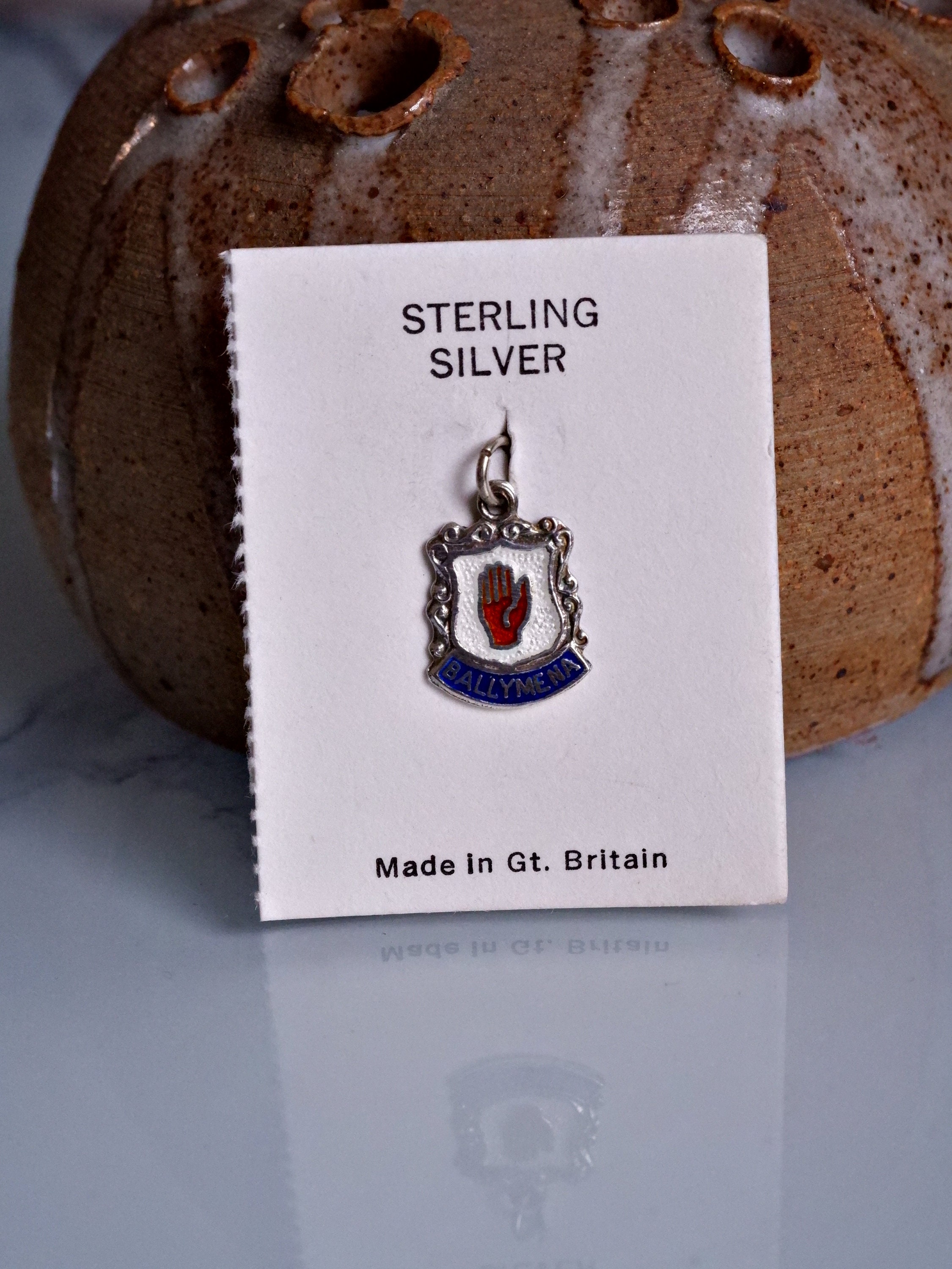 Vintage Mizpah Ballymena Red Hand of Ulster Sterling Silver Enamelled ...