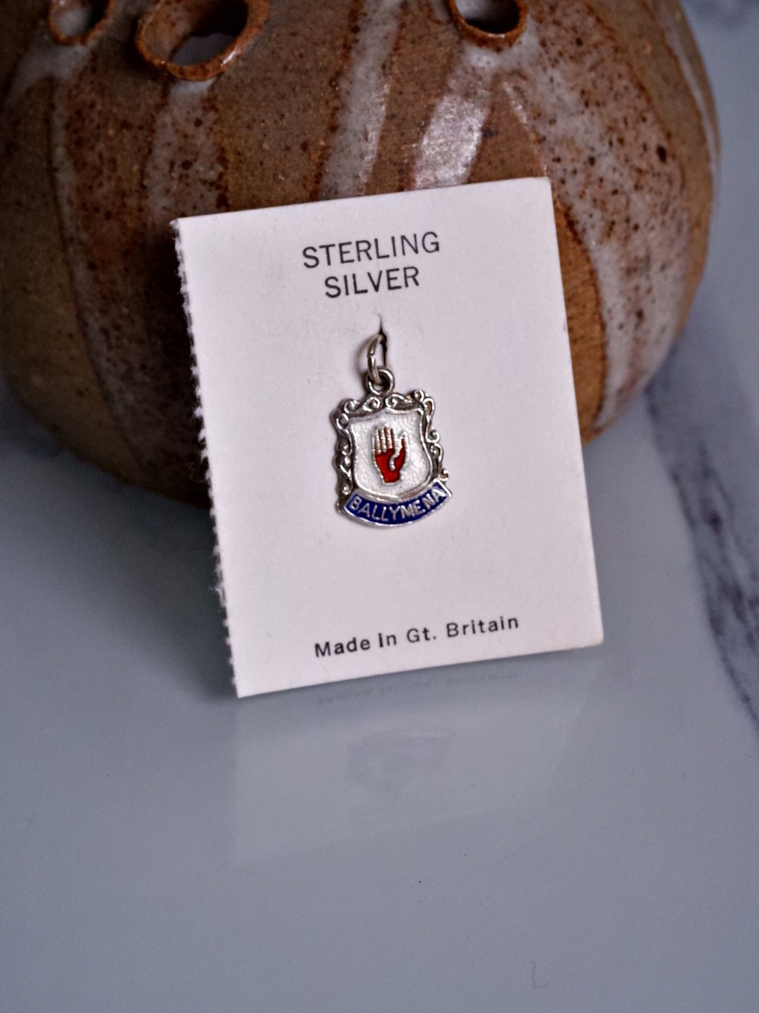 Vintage Mizpah Ballymena Red Hand of Ulster Sterling Silver Enamelled ...