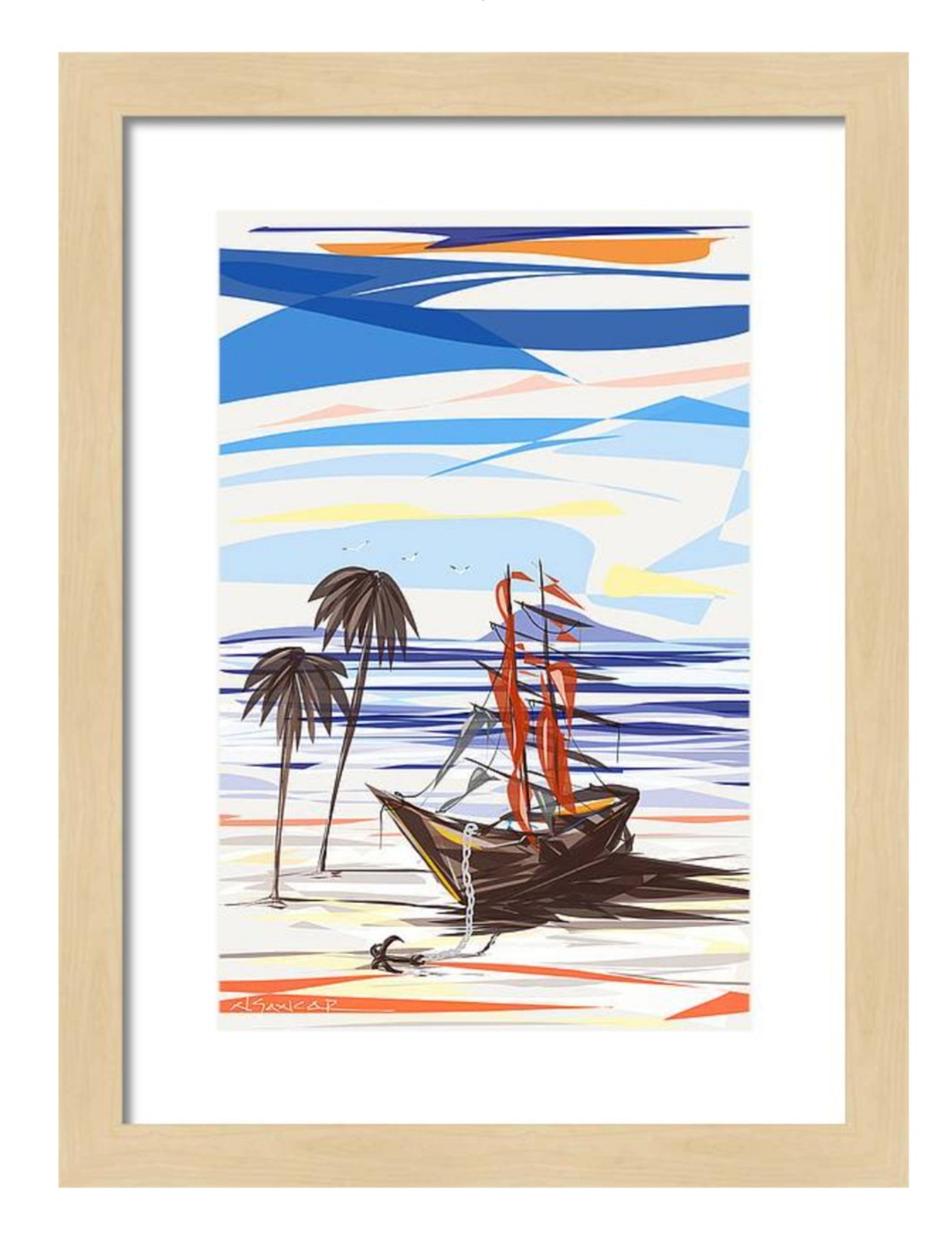 Ship Abstract Painting, Printable Wall Art, Digital Download, Fine Art ...