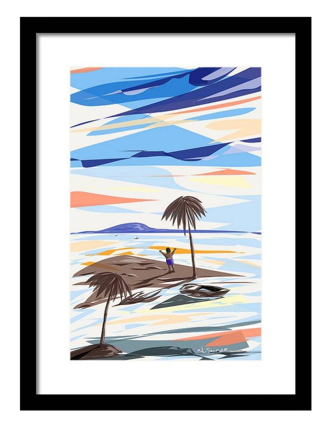 Palm Trees Painting, Island Abstract Painting, Printable Art, Digital ...