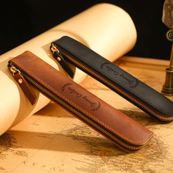 Leather Zipper Case - Etsy