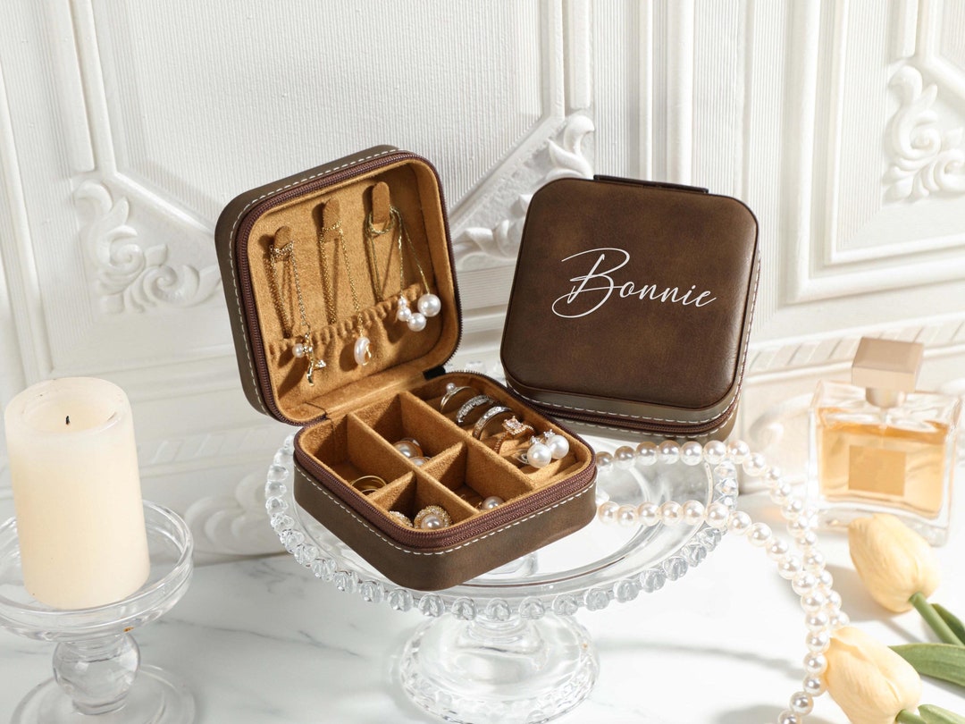 Personalised Leather Jewellery Box, Custom Jewellery Box, Travel ...
