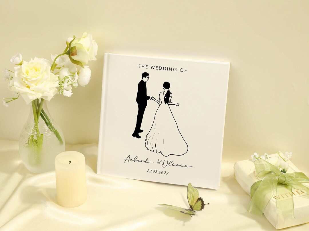 Personalised Wedding Guest Book, Minimalist Custom Wedding Hardcover ...