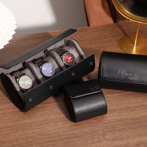 Personalized Leather Watch Case, Engraved Leather Watch Roll, Custom ...