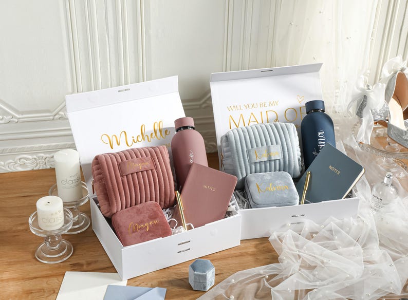 Personalized Bridesmaid Gift Box, Custom Name Proposal Box, Wedding ...