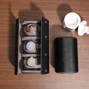 Personalized Leather Watch Case, Engraved Leather Watch Roll, Custom ...