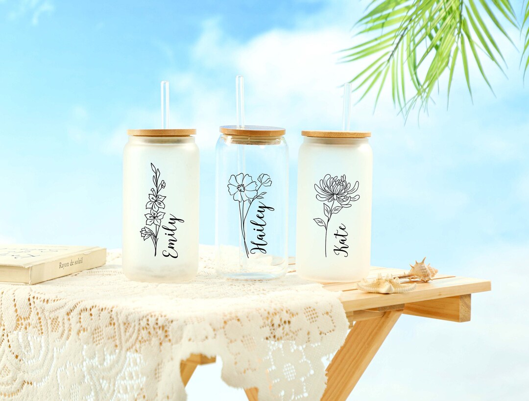 Personalized Birth Flower Coffee Cup With Name, Birth Flower Tumbler ...