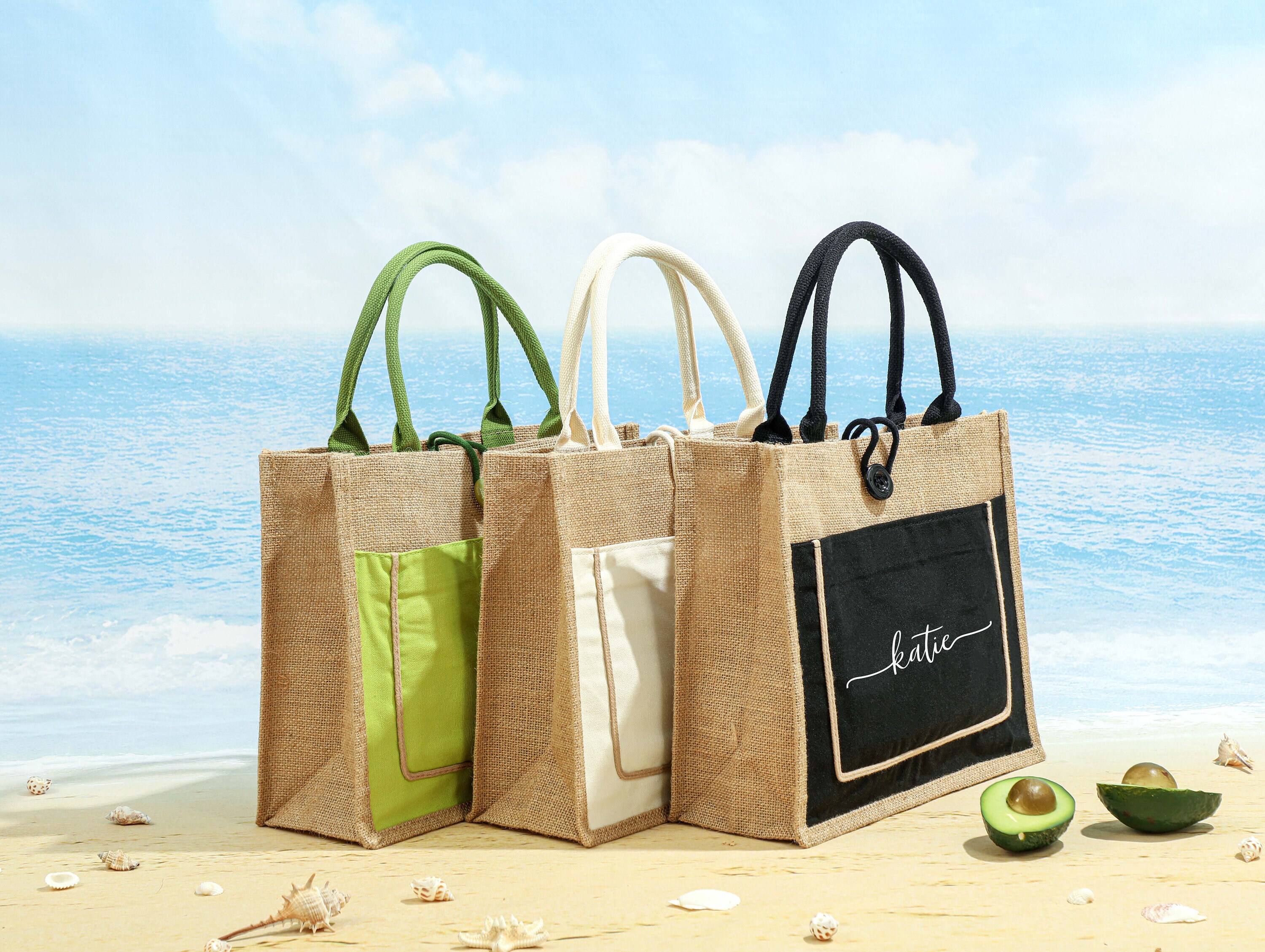 Personalized Beach Bag, Bridesmaid Bag With Name, Custom Burlap Tote ...