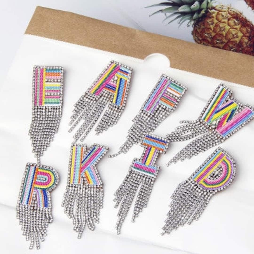 Custom Name Brooch,initial Letter Brooch,colorful Embroidered Letter ...