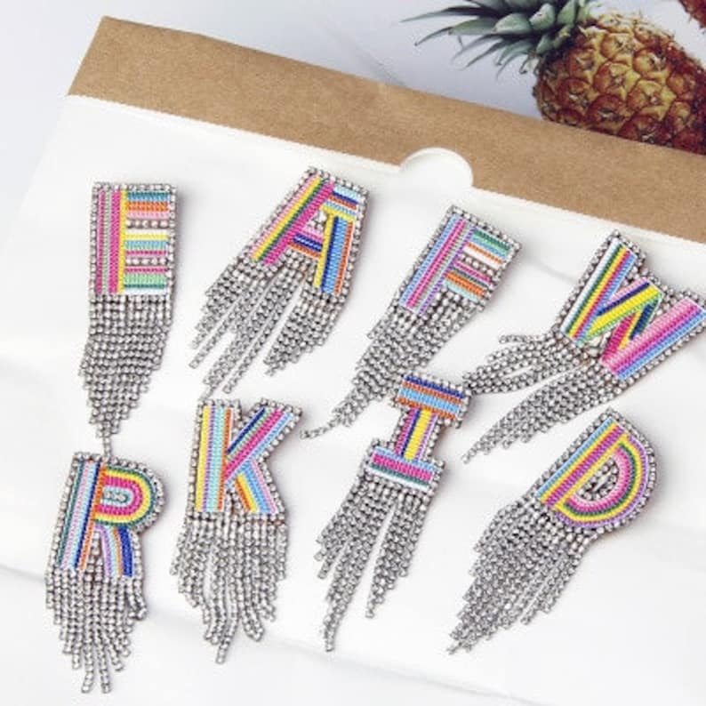 Custom Name Brooch,initial Letter Brooch,colorful Embroidered Letter ...