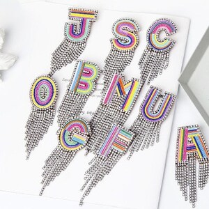 Custom Name Brooch,initial Letter Brooch,colorful Embroidered Letter ...