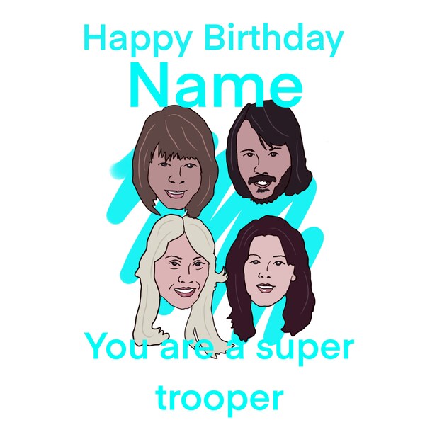 Abba birthday card - Etsy Nederland