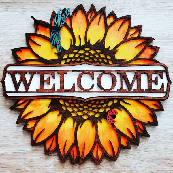 Sunflower Svg Door Sign - Etsy