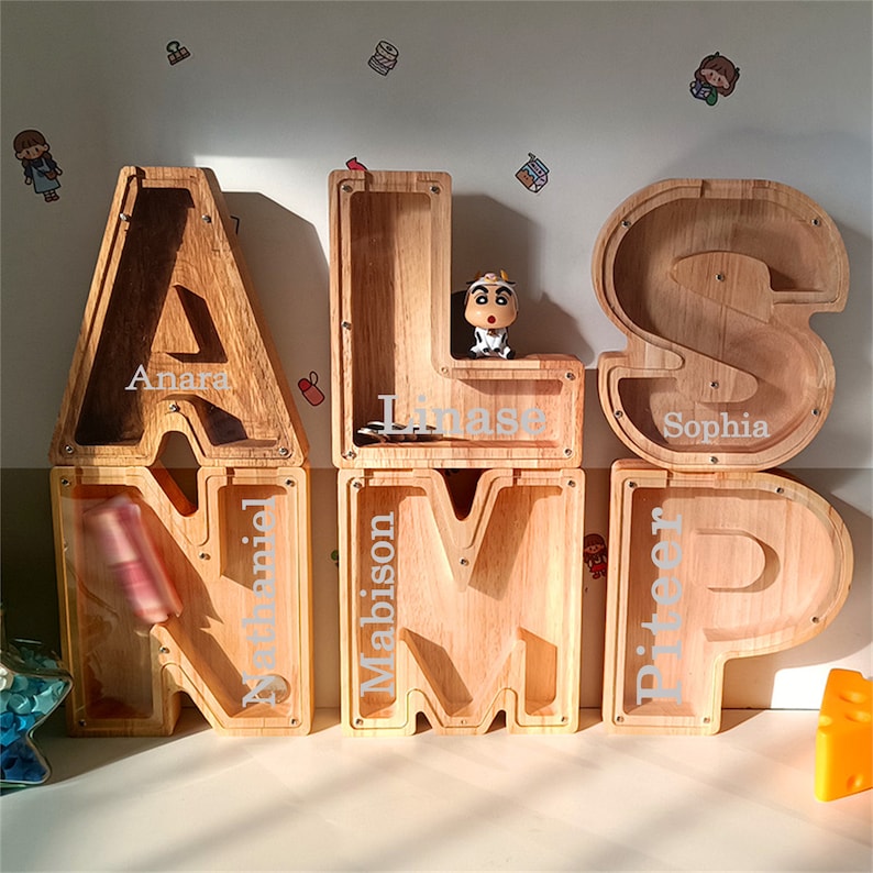 Personalized Kids Piggy Bank Wood Gift for Kids Neutral Baby - Etsy