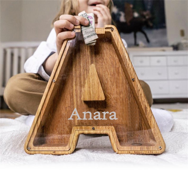 Personalized Kids Piggy Bank, Wood Gift for Kids, Neutral Baby Shower ...