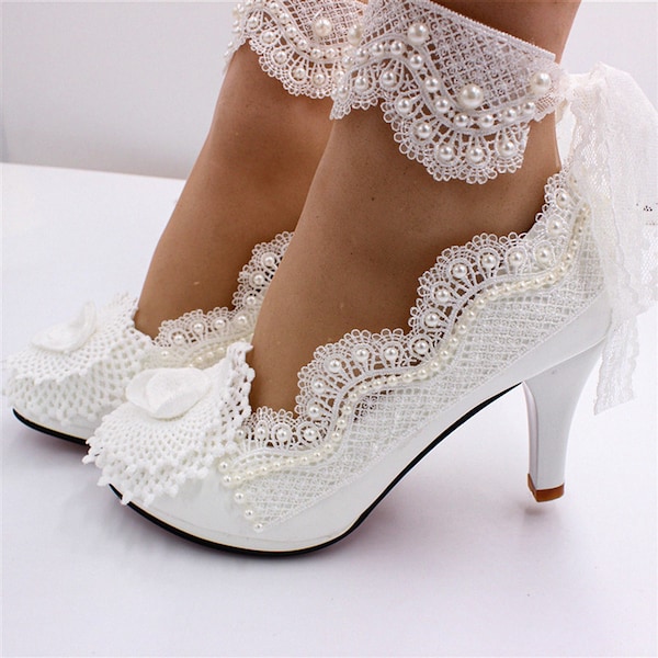 Lace Wedding Heels - Etsy