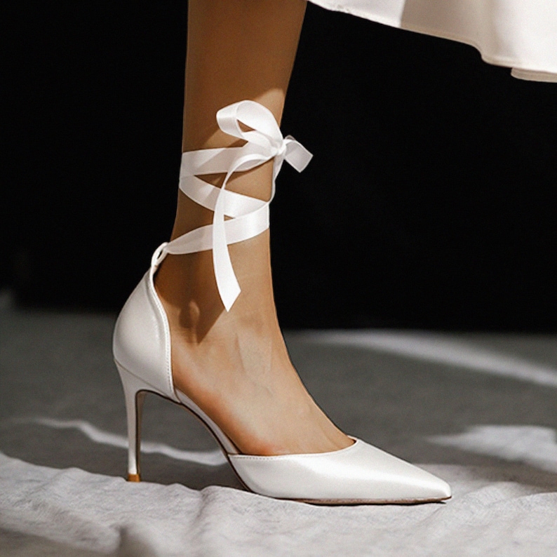 Wedding Heels White Wedding Shoes for Bride Pointed Toe - Etsy