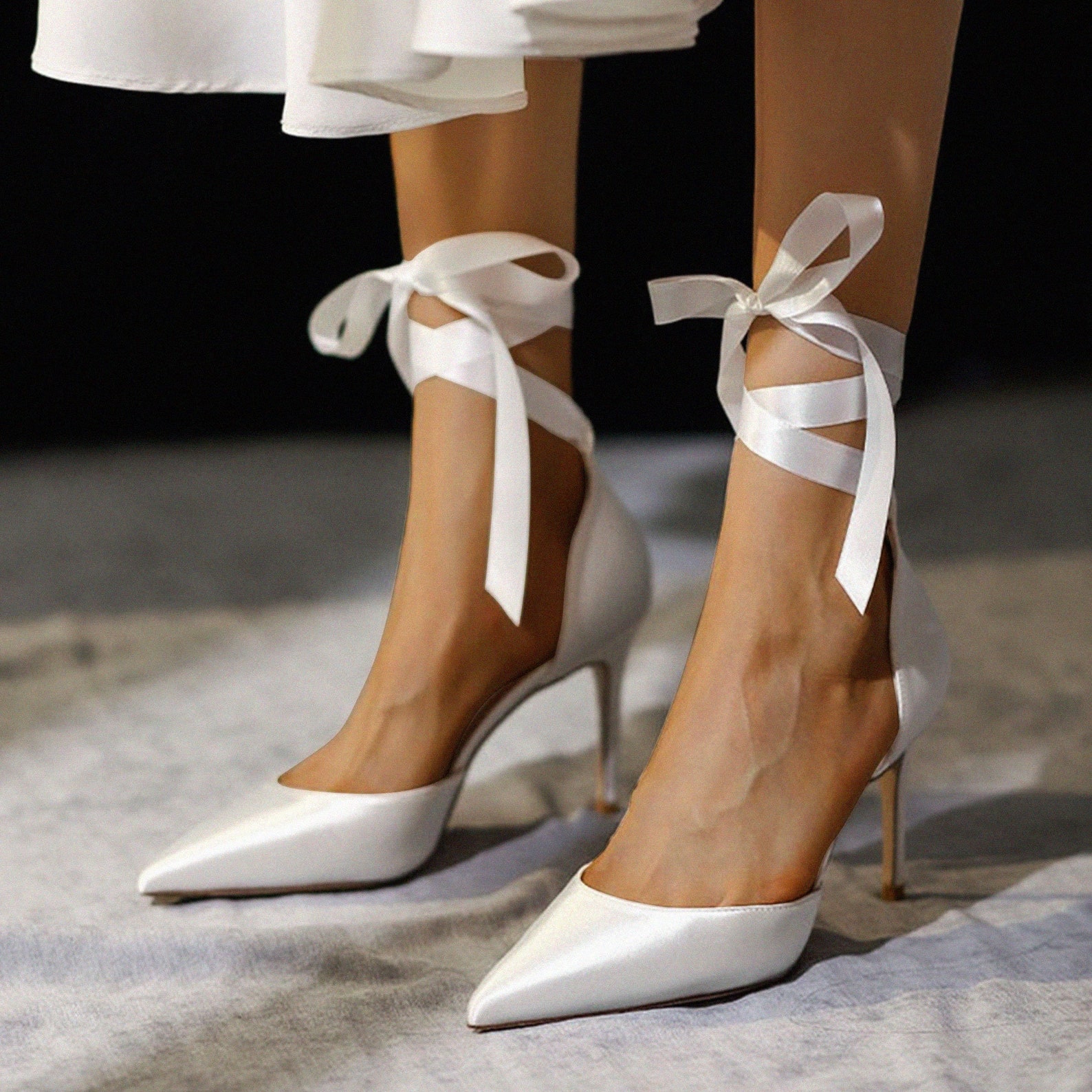 Wedding Heels White Wedding Shoes for Bride Pointed Toe - Etsy