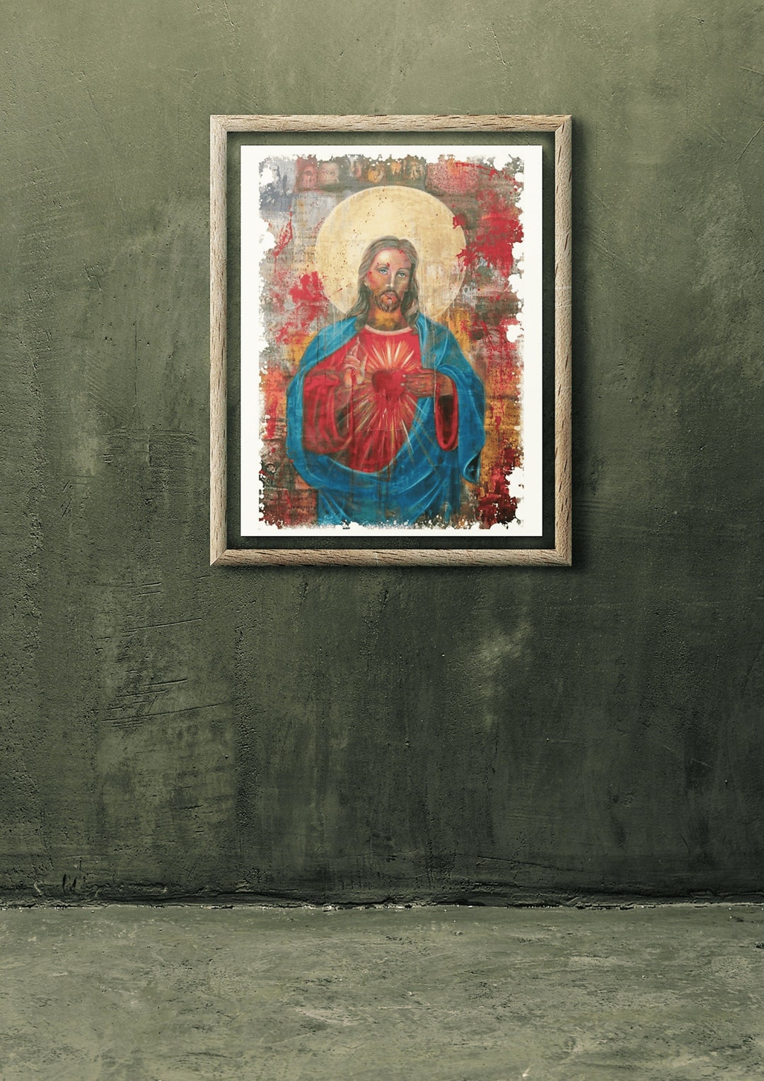 FINE ART PRINT, 5th Commandment, Jesus Sacred Heart, Spiritual Art, Din ...