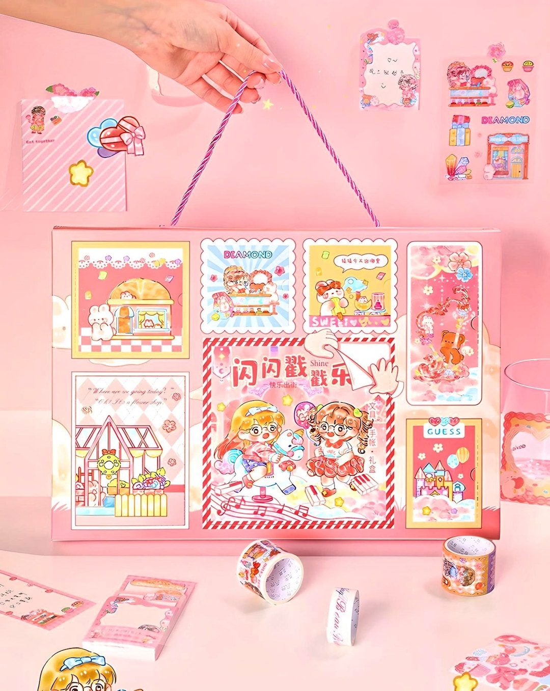 112pcs Journal Kit Korean Cute Stationery Kawaii Stickers Kawaii Blind ...