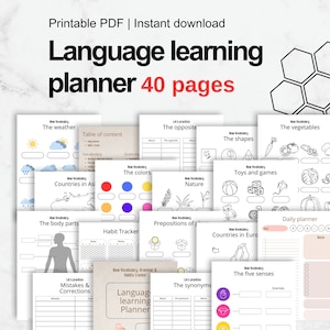 Printable Language Learning Planner, Study Notebook | Vocabulary ...