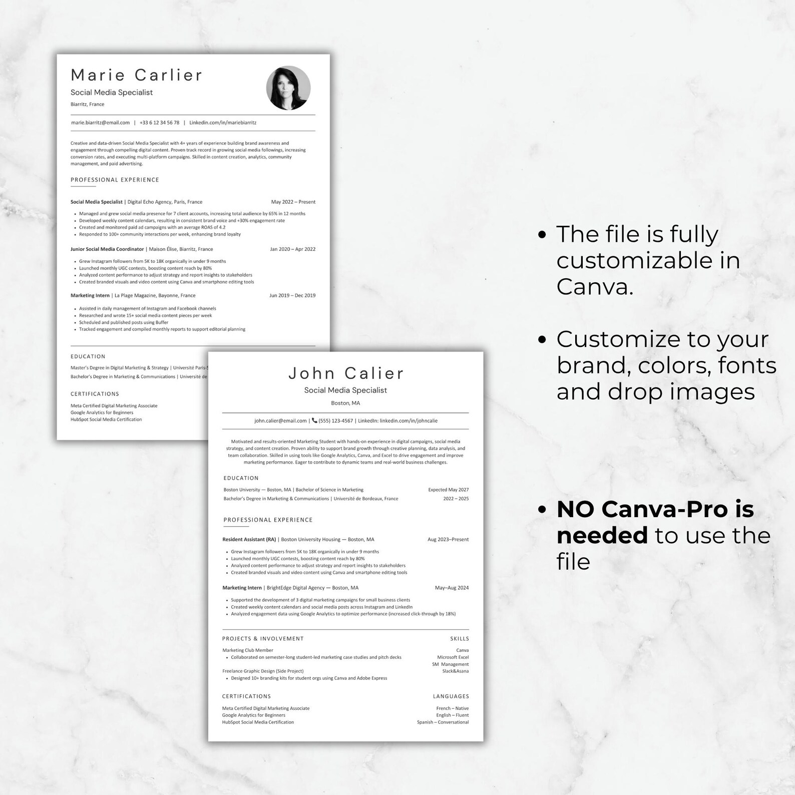 Modern College Resume Template | Clean, Ats-friendly Design for ...