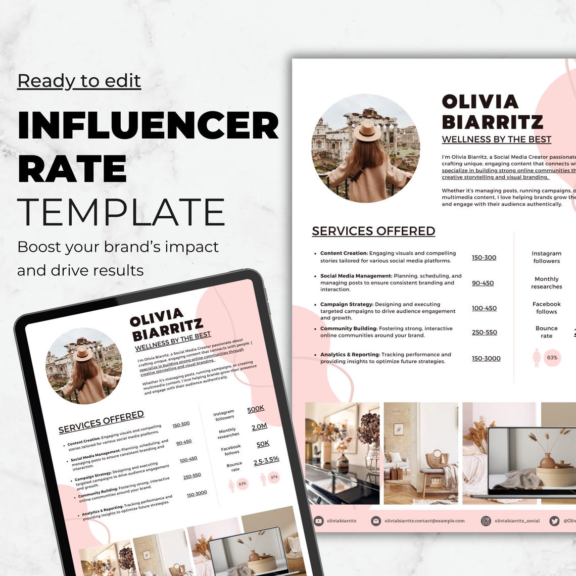 Editable UGC Creator Rate Card Template | Minimalist User-generated ...