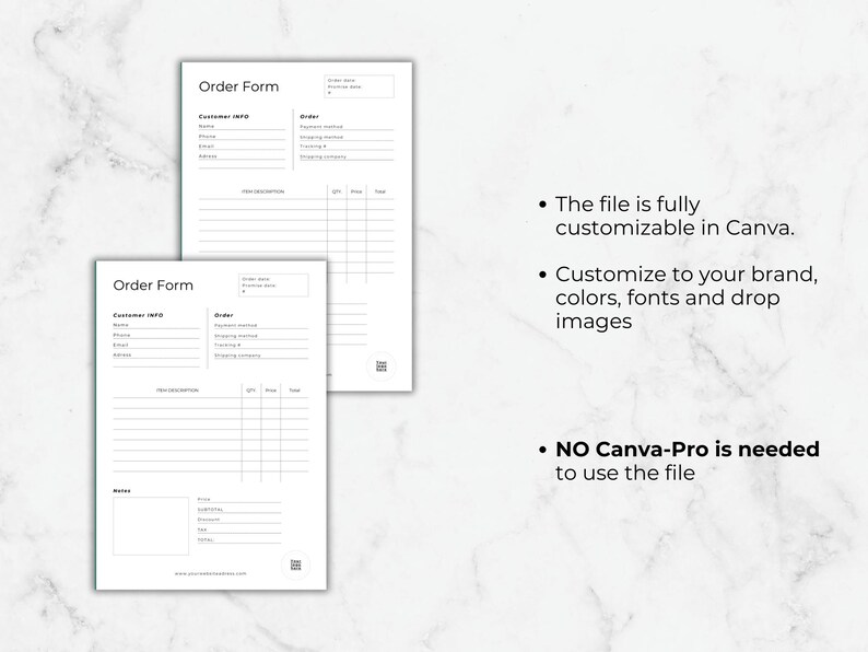 Editable Order Form Template: Small Business Purchase Order (A4/US ...