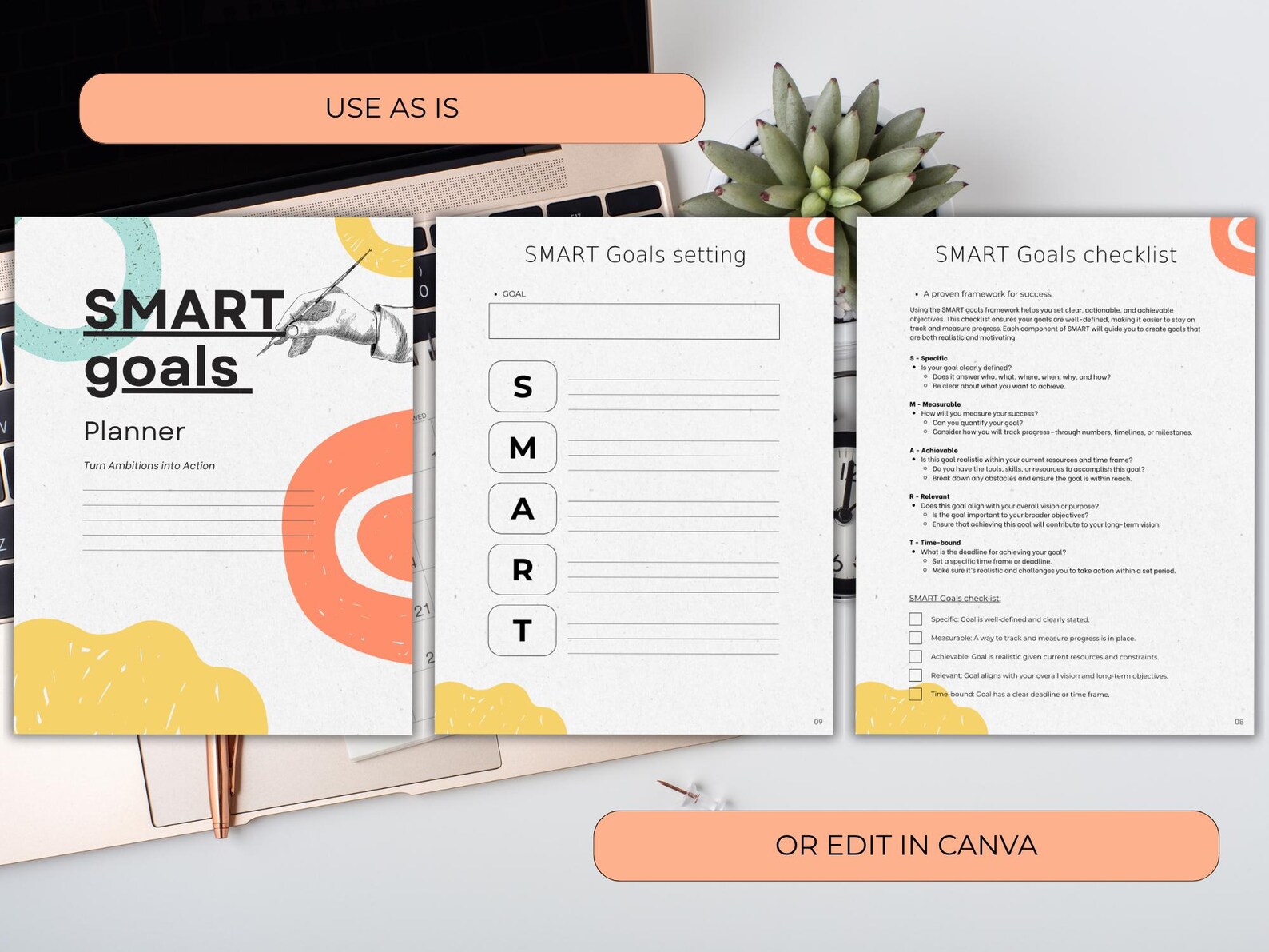 SMART Goals Worksheet Template PDF | Goal Setting Printable | Personal ...
