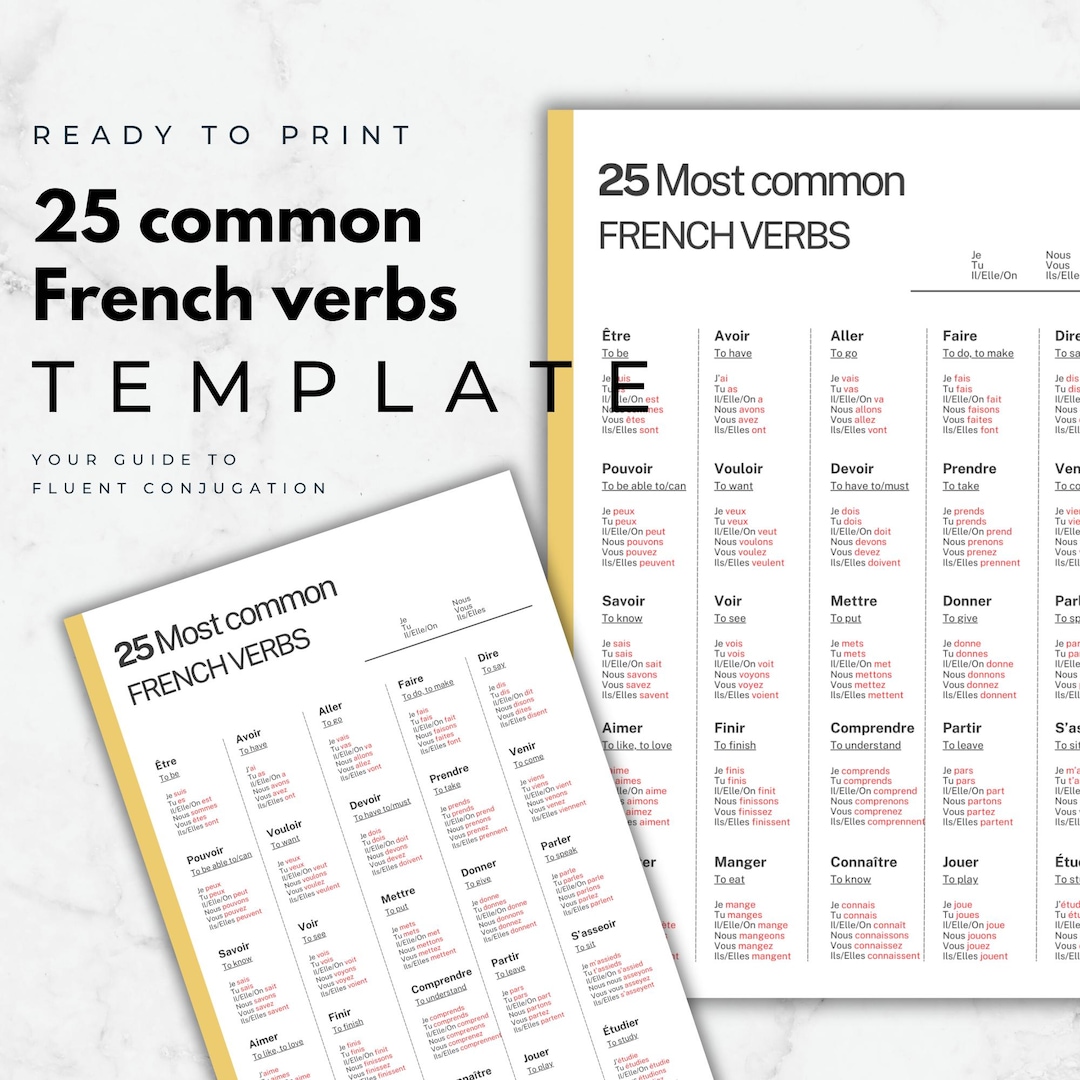 25 modèles de conjugaison des verbes français les plus courants, PDF ...