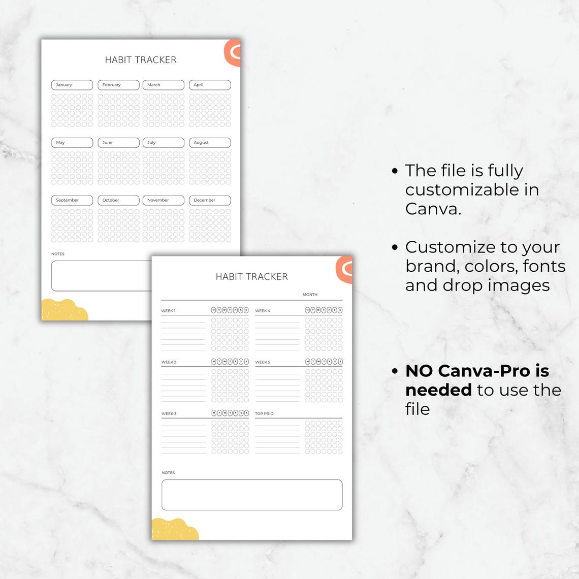 Monthly Habit Tracker PDF – A4 & US Letter, Fillable, Goal Planner ...