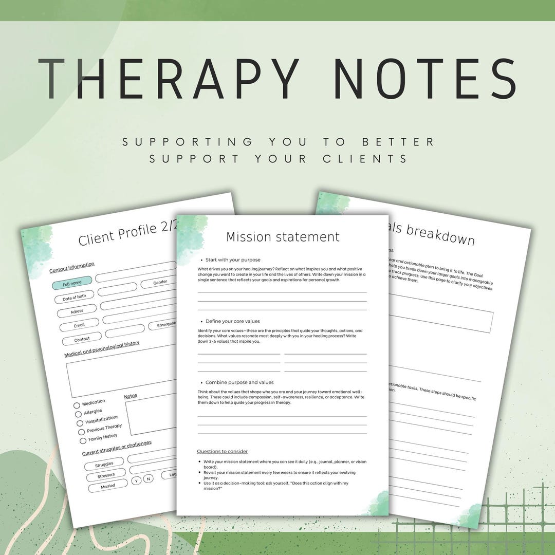 Therapy Notes Template | Printable PDF for Counselors, Psychologists ...