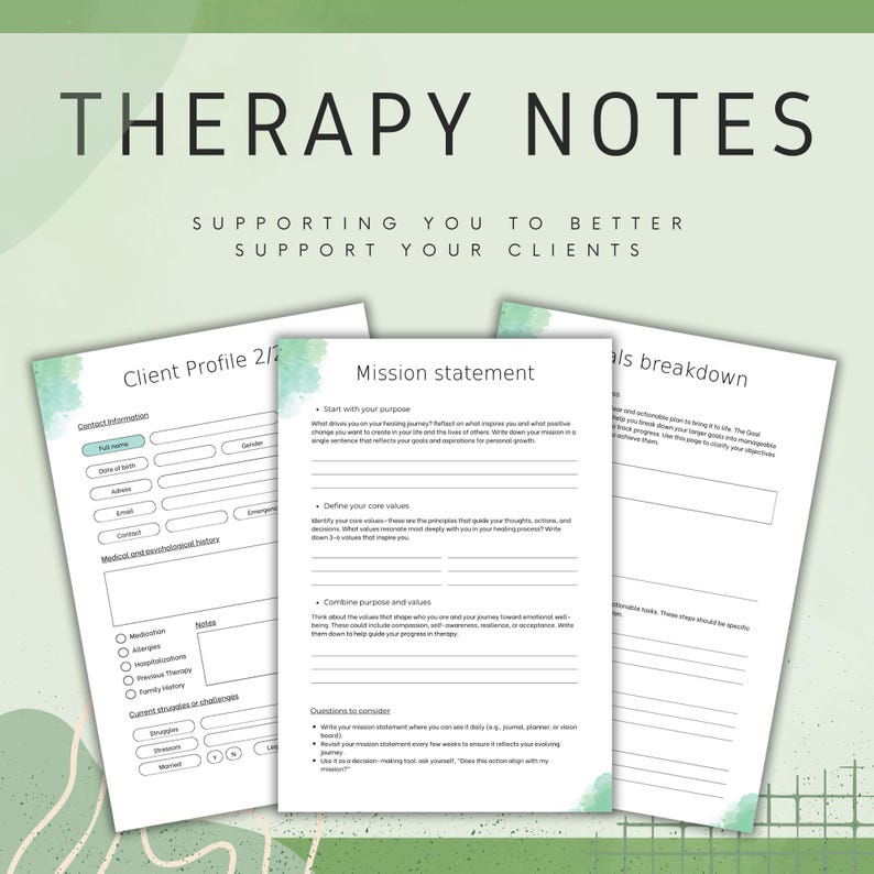 Therapy Notes Template | Printable PDF for Counselors, Psychologists ...