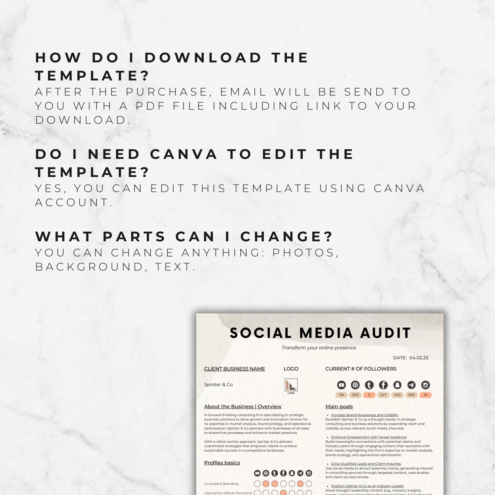 Social Media Audit Template & Analytics Kit | Media Review Template, A4 ...