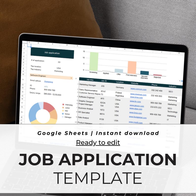 Job Application Tracker Google Sheets Template, Job Search Organizer ...