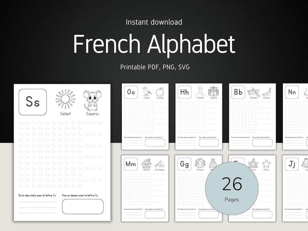 French Alphabet Worksheet: Learn Français, Printable Letters (digital ...
