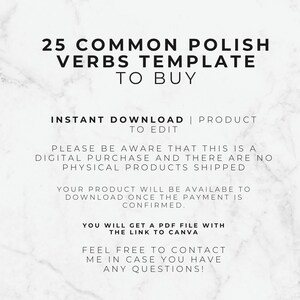 25 Most Common Polish Verbs Conjugation Template | A4 and PDF to Print ...