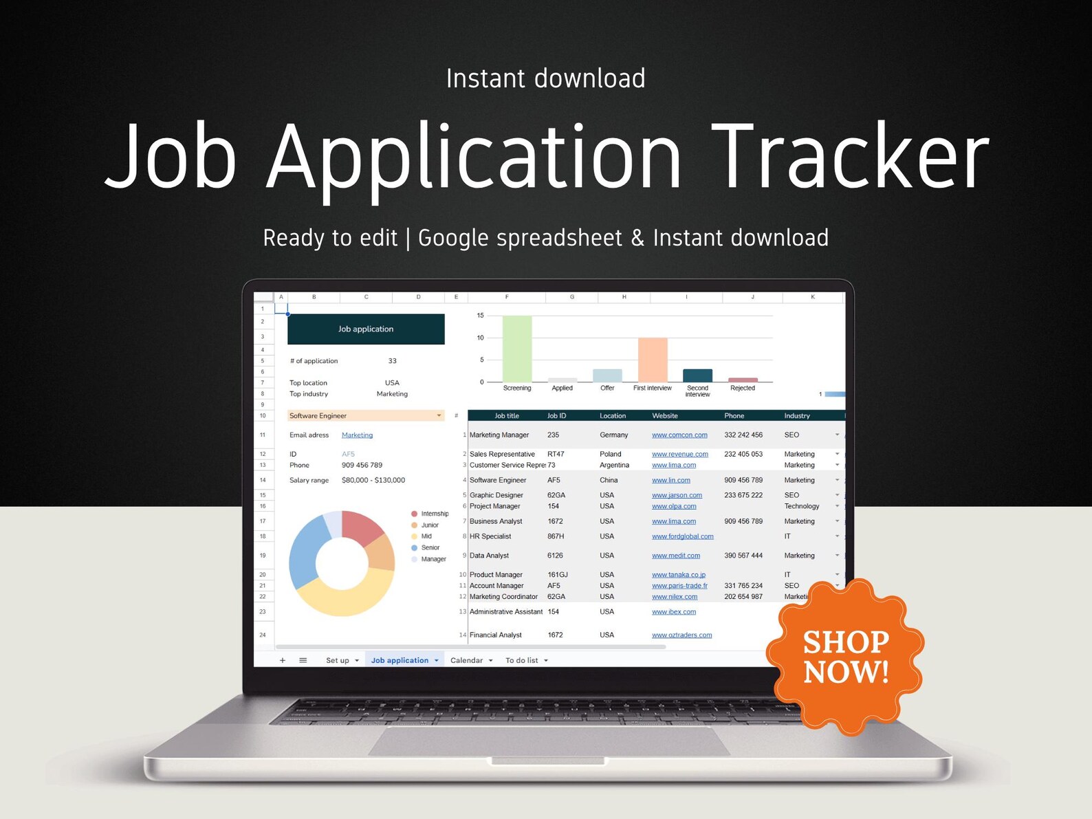 Job Application Tracker Google Sheets | Job Hunt Organizer | Track ...