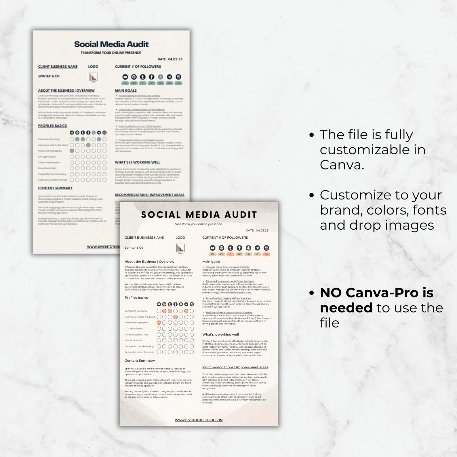 Social Media Audit Template & Analytics Kit | Media Review Template, A4 ...