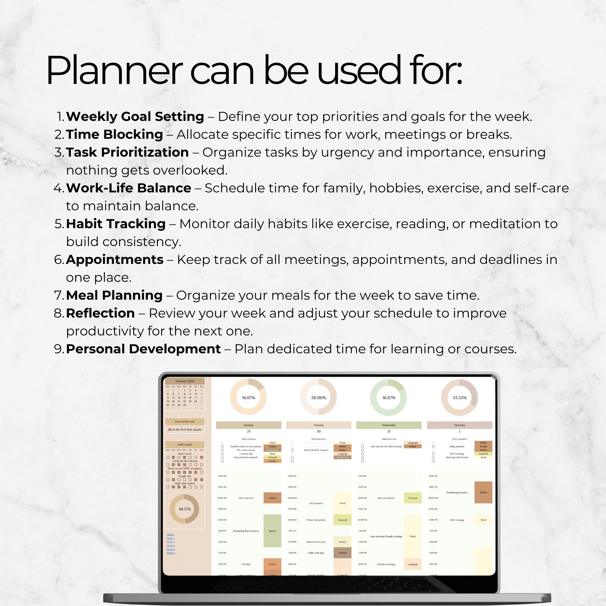 Weekly Planner Template 2025/2026 Beige, Digital Annual Calendar ...