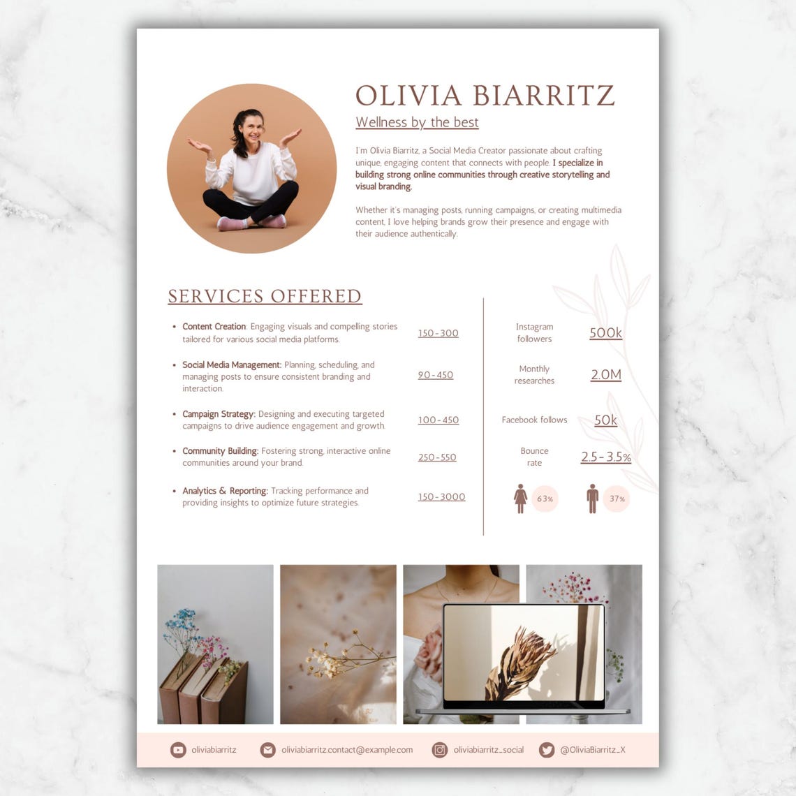 Modern Influencer Rate Card Template | Customizable Content Creator ...