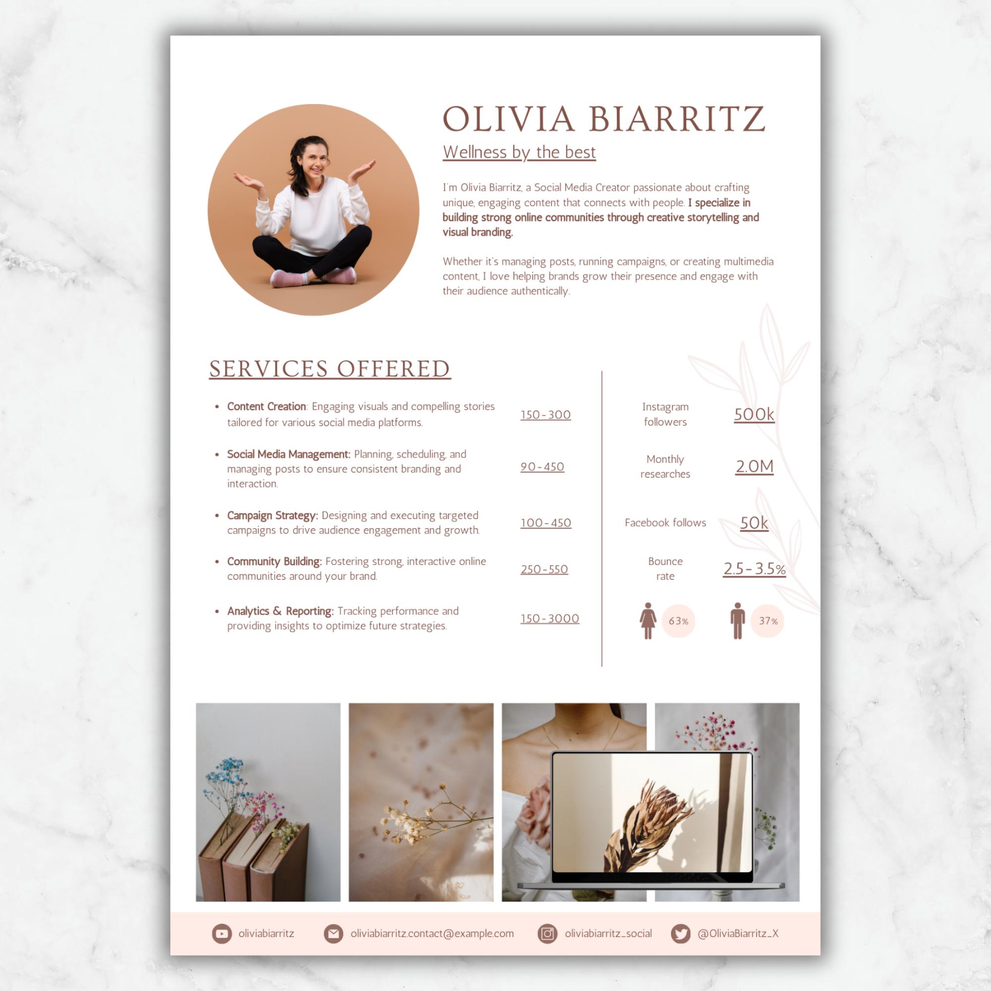 Modern Influencer Rate Card Template | Customizable Content Creator ...