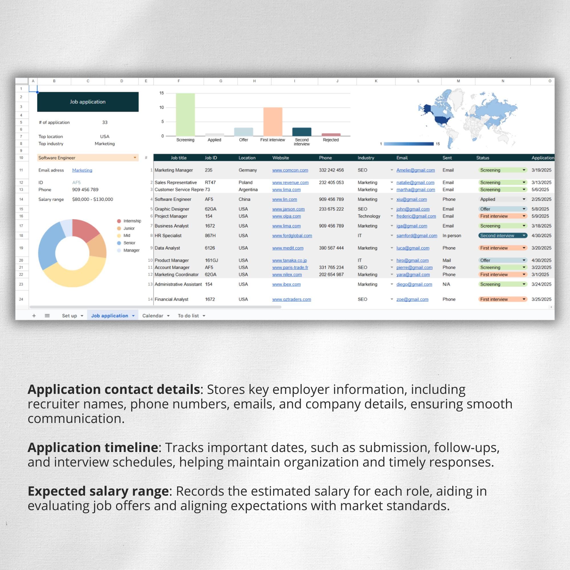 Job Application Tracker Google Sheets | Job Hunt Organizer | Track ...