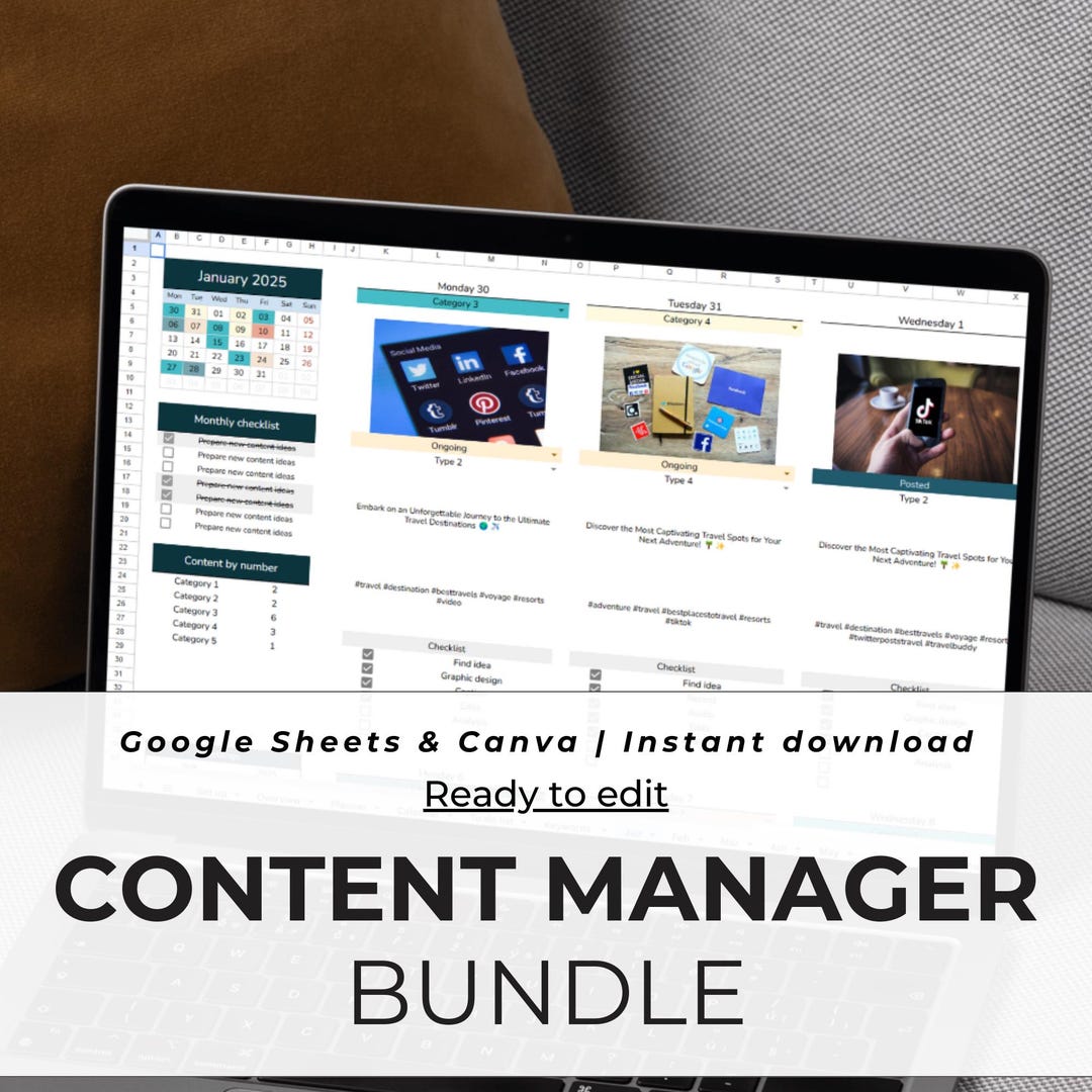 Content Creator Bundle: Social Media Planner, Marketing Plan, IG Posts ...