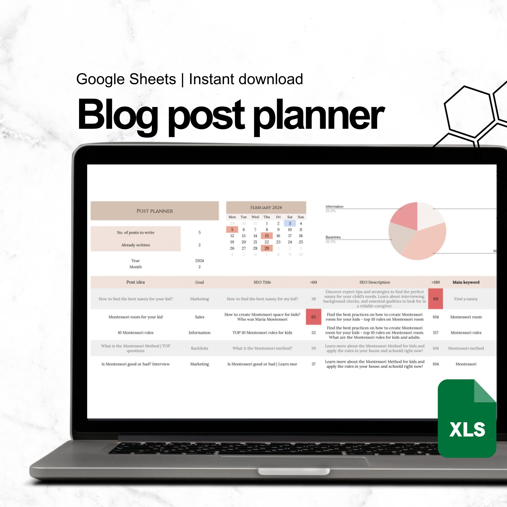 Blog Post Planner Template for Google Sheets, Blog Schedule, Digital ...