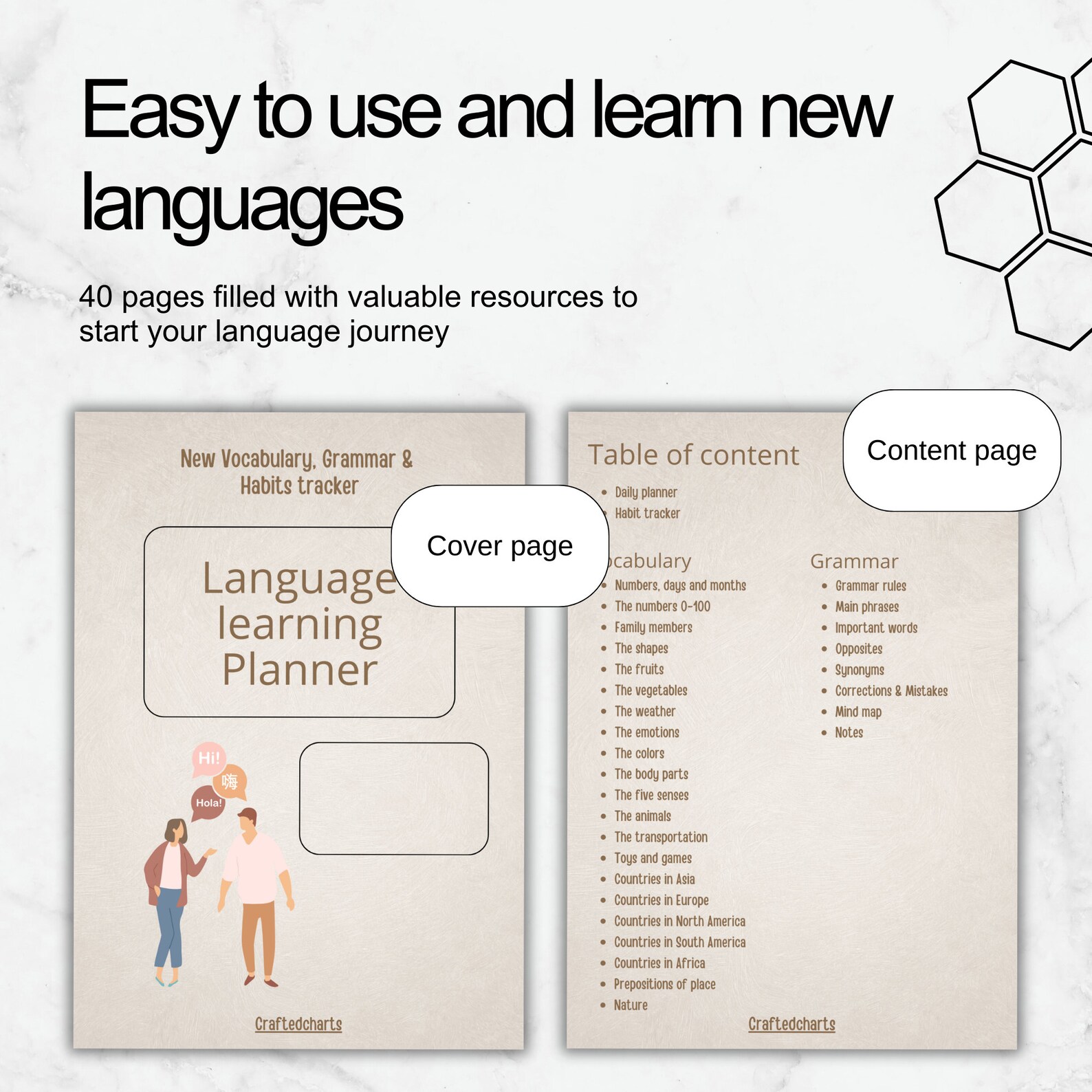 Printable Language Learning Planner, Study Notebook | Vocabulary ...
